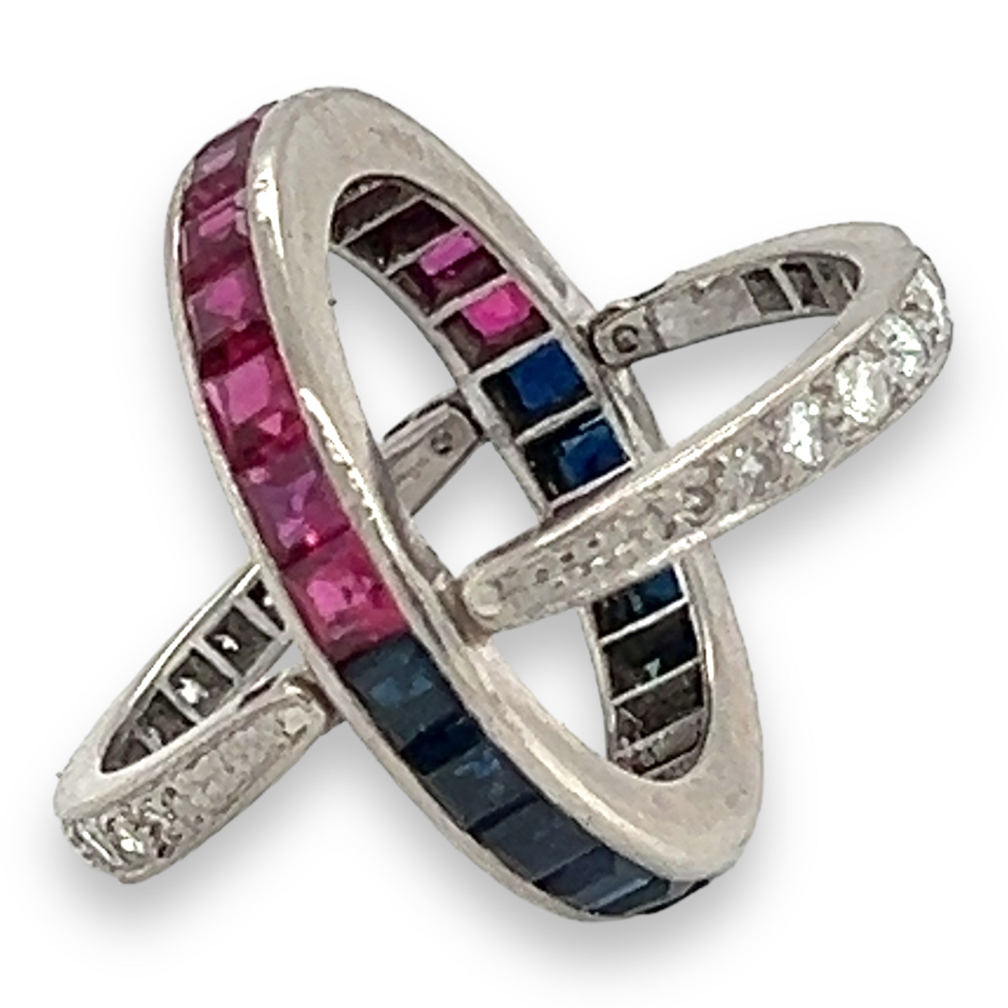 Art Deco Sapphire, Ruby & Diamond 'Flip over’ Ring