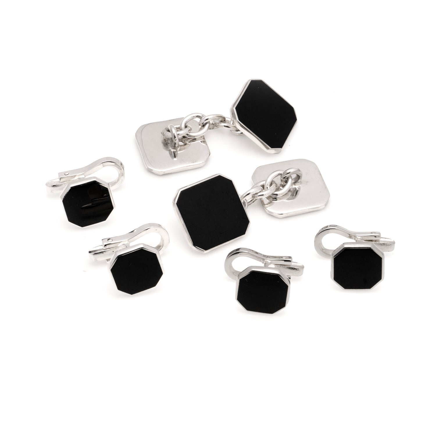Enamel & Sterling Silver Octagonal Dress set