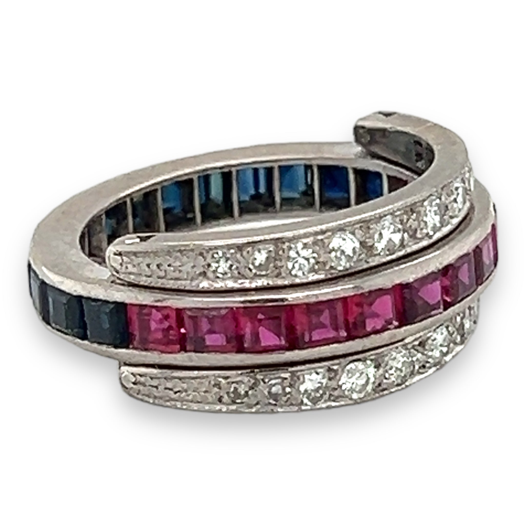 Art Deco Sapphire, Ruby & Diamond 'Flip over’ Ring