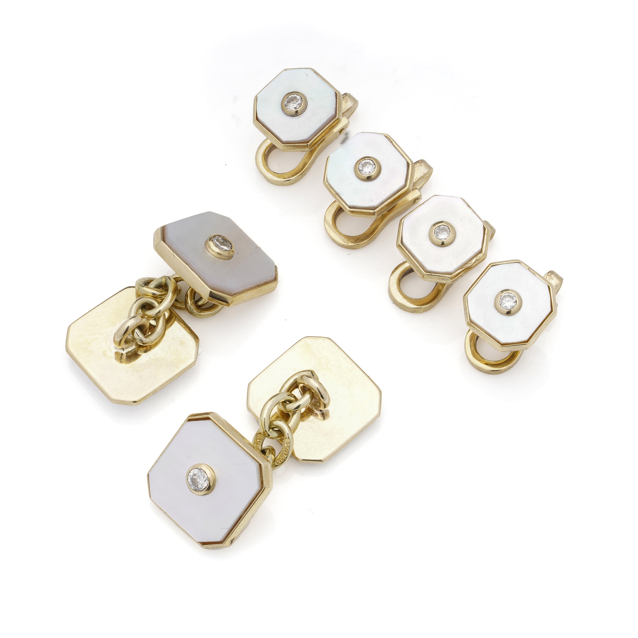 Gold Diamond & Mother of Pearl Octagonal Dress Set